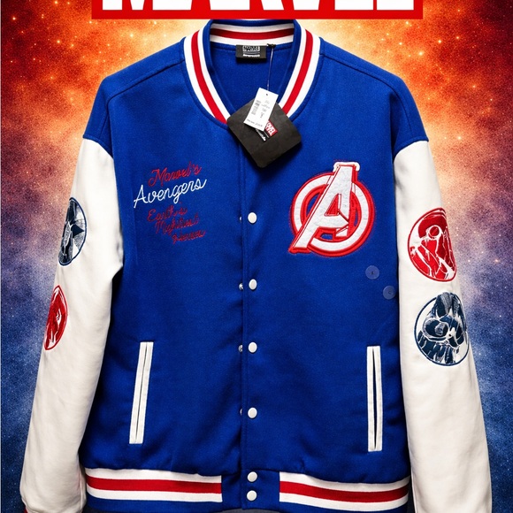 Marvel | Jackets & Coats | Marvel Avengers Blue Varsity Jacket With ...